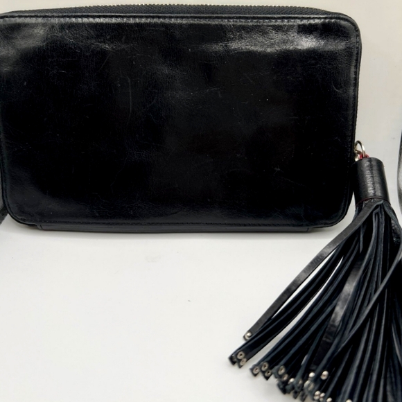 MZ Wallace | Accessories | Authentic Mz Wallace Genuine Leather Black And Red Tassle Zip Wallet ...